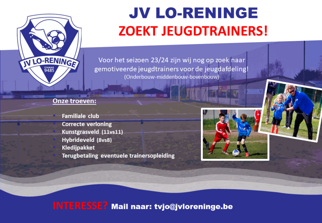 JV Lo-Reninge zoekt jeugdtrainers! - JV Lo-Reninge